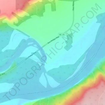 Attachie topographic map, elevation, terrain