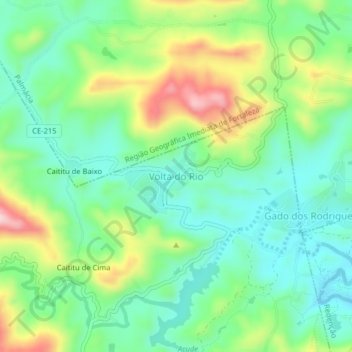 Volta do Rio topographic map, elevation, terrain