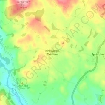 Kirkpatrick Durham topographic map, elevation, terrain