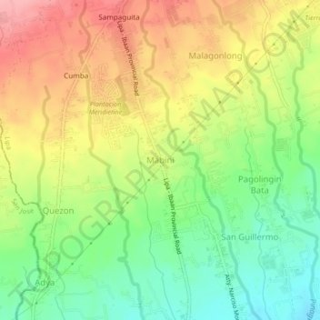 Mabini topographic map, elevation, terrain