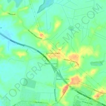 Horsham Downs topographic map, elevation, terrain