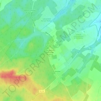 Les Grandes Bruyères topographic map, elevation, terrain