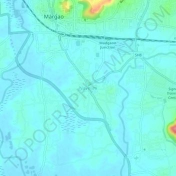 Navelim topographic map, elevation, terrain