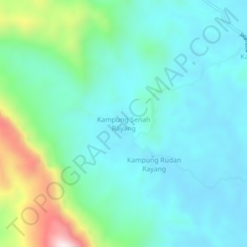 Kampung Senah Rayang topographic map, elevation, terrain