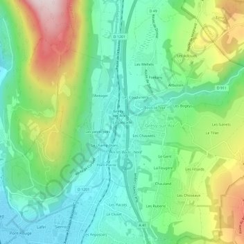 La Cascade topographic map, elevation, terrain