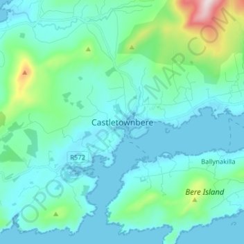 Castletownbere topographic map, elevation, terrain
