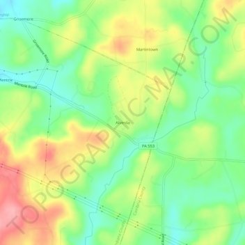 Alverda topographic map, elevation, terrain