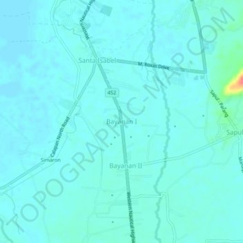 Bayanan I topographic map, elevation, terrain