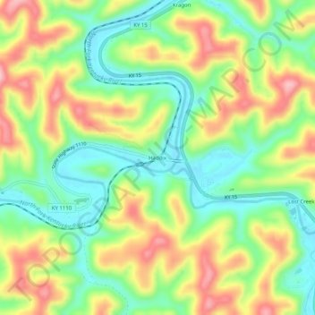 Haddix topographic map, elevation, terrain