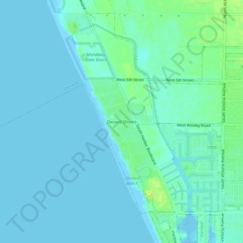 Oxnard Shores topographic map, elevation, terrain