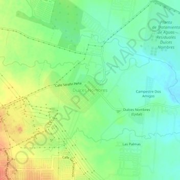 Dulces Nombres topographic map, elevation, terrain