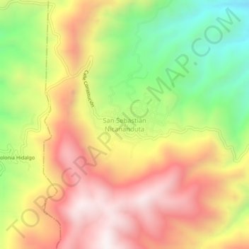 San Sebastián Nicananduta topographic map, elevation, terrain