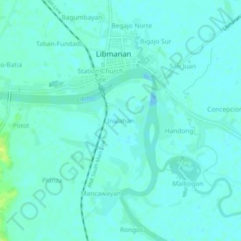 Inalahan topographic map, elevation, terrain