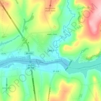 Delta topographic map, elevation, terrain