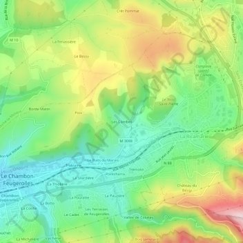 Les Combes topographic map, elevation, terrain
