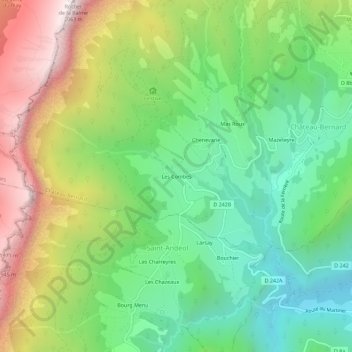 Les Combes topographic map, elevation, terrain
