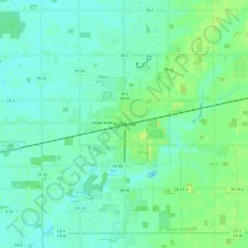 Archbold topographic map, elevation, terrain