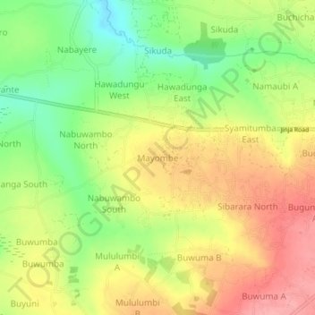Mayombe topographic map, elevation, terrain