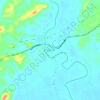 Long Kali topographic map, elevation, terrain