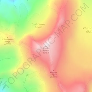 Castle Towers topographic map, elevation, terrain