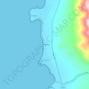 Playa Blanca topographic map, elevation, terrain