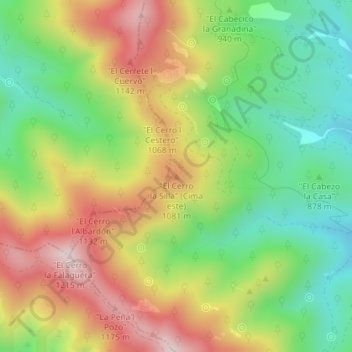 Cerro de la Silla (Cima este) topographic map, elevation, terrain