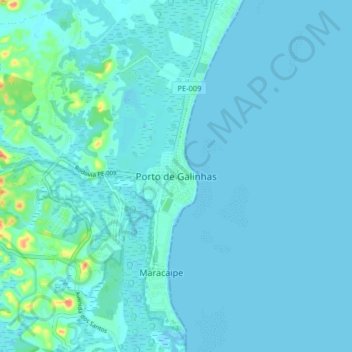 Porto de Galinhas topographic map, elevation, terrain