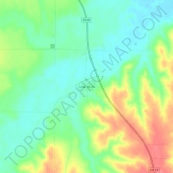 Cedar Bluffs topographic map, elevation, terrain