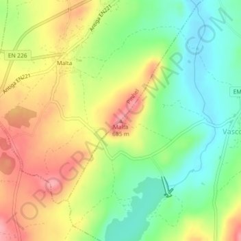 Malta topographic map, elevation, terrain