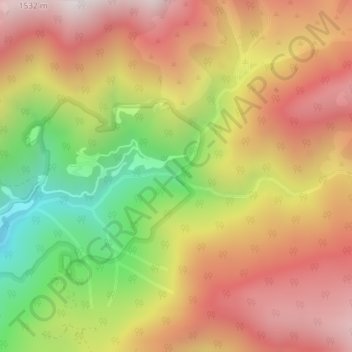 Twin Waterfalls topographic map, elevation, terrain