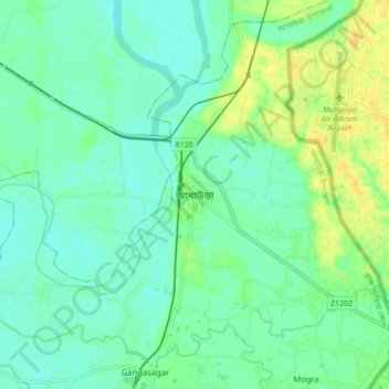 Akhaura topographic map, elevation, terrain