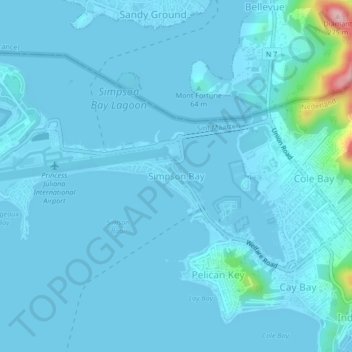 Simpson Bay topographic map, elevation, terrain