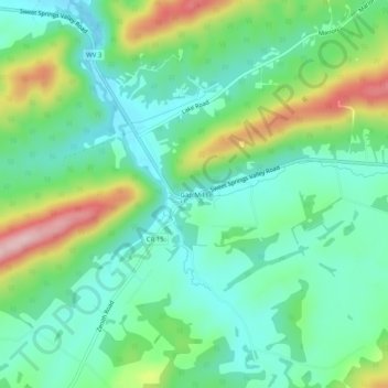 Gap Mills topographic map, elevation, terrain