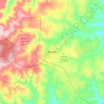 Bizana topographic map, elevation, terrain