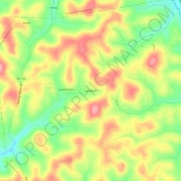 Lambert topographic map, elevation, terrain