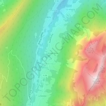 Grange Neuve topographic map, elevation, terrain
