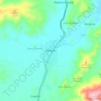 Bobare topographic map, elevation, terrain