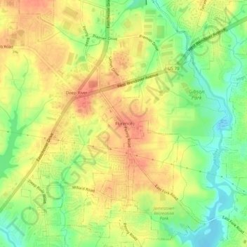 Florence topographic map, elevation, terrain