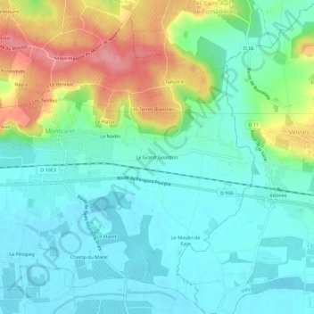Le Grand Gourdon topographic map, elevation, terrain