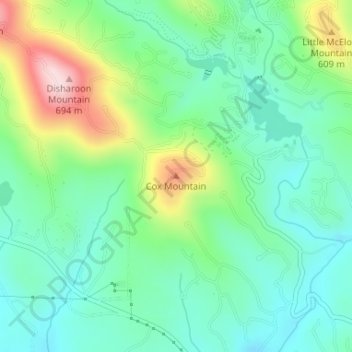 Cox Mountain topographic map, elevation, terrain