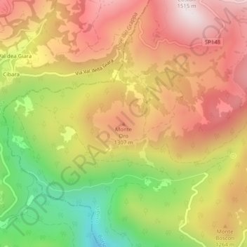 Monte Oro topographic map, elevation, terrain