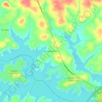 Fairplay Shores topographic map, elevation, terrain
