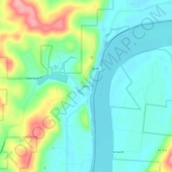 Derby topographic map, elevation, terrain