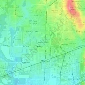Madison Point topographic map, elevation, terrain