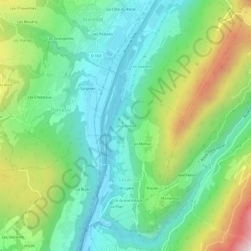 Les Combes topographic map, elevation, terrain