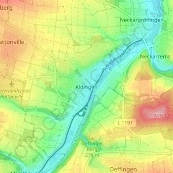 Aldingen topographic map, elevation, terrain