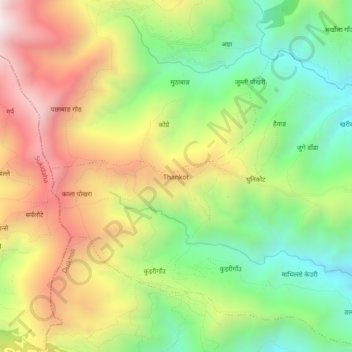 Thankot topographic map, elevation, terrain