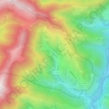 Aspin-Aure topographic map, elevation, terrain