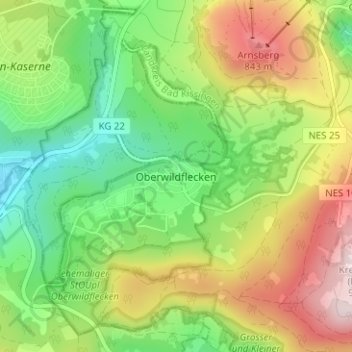 Oberwildflecken topographic map, elevation, terrain