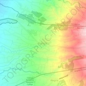 Alangilan topographic map, elevation, terrain